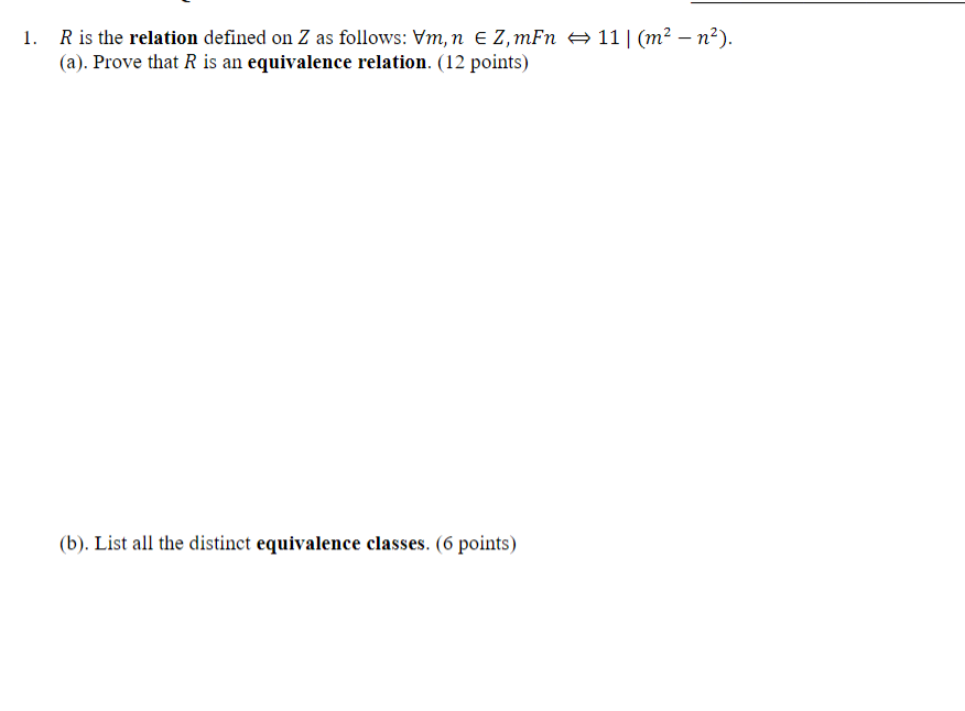 Solved 1. R is the relation defined on Z as follows: Vm, n € | Chegg.com