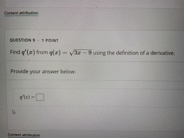 Solved Content attribution QUESTION 9 . 1 POINT Find q' (2) | Chegg.com Solved Content attribution QUESTION 9 . 1 POINT Find q' (2) | Chegg.com