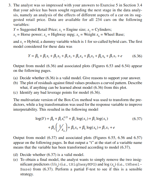 Solved Figure 6.54 Diagnostic plots from model (6.36)Output | Chegg.com