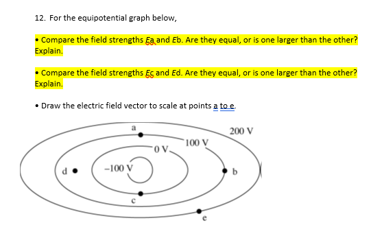 Solved 12. For the equipotential graph below, - Compare the | Chegg.com