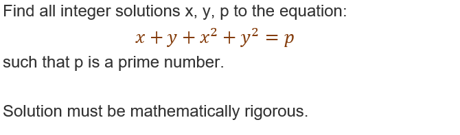 Solved Find all integer solutions x, y, p to the equation: x | Chegg.com Solved Find all integer solutions x, y, p to the equation: x | Chegg.com