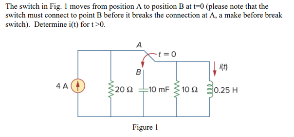 Solved The switch in Fig. 1 moves from position A to | Chegg.com
