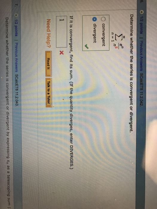 Solved 1/2 polnts SCalcET8 11.2.042 Determine whether the | Chegg.com Solved 1/2 polnts SCalcET8 11.2.042 Determine whether the | Chegg.com
