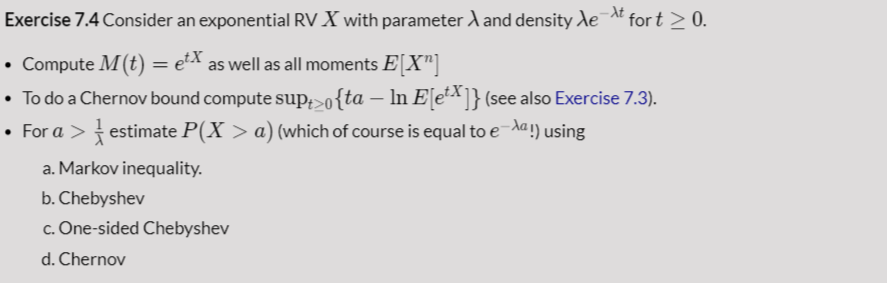 Solved Exercise 7.4 Consider an exponential RV X with | Chegg.com