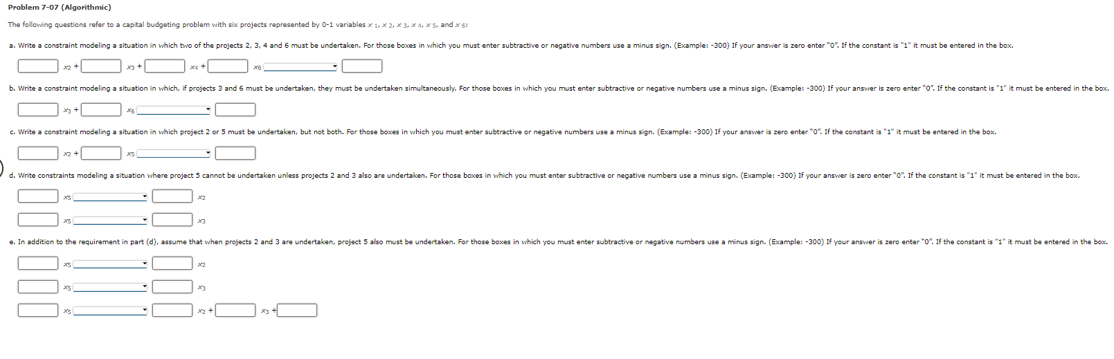 Solved Problem 7-07 (Algorithmic) The following questions | Chegg.com
