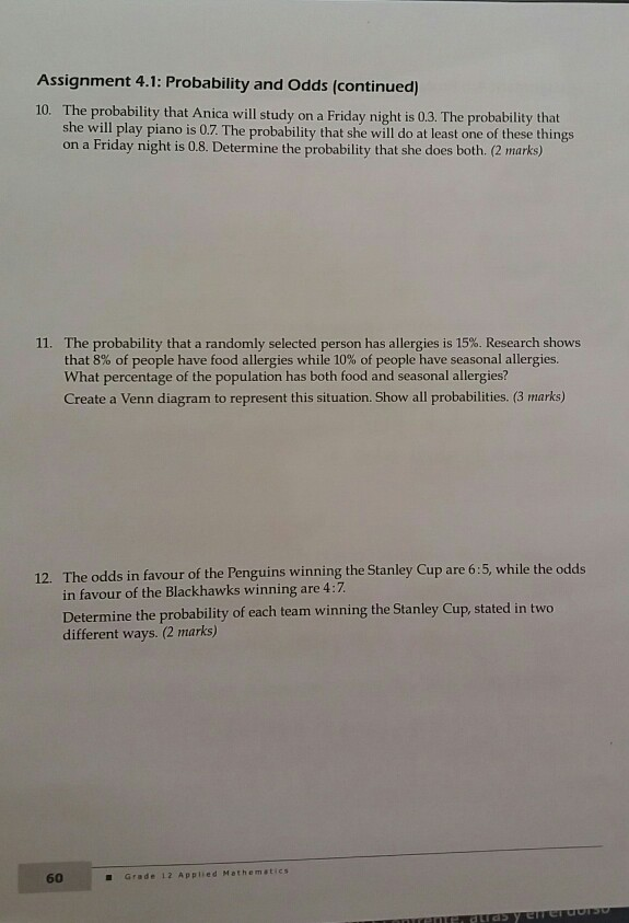Solved Assignment 4.1: Probability and Odds (continued 13. | Chegg.com