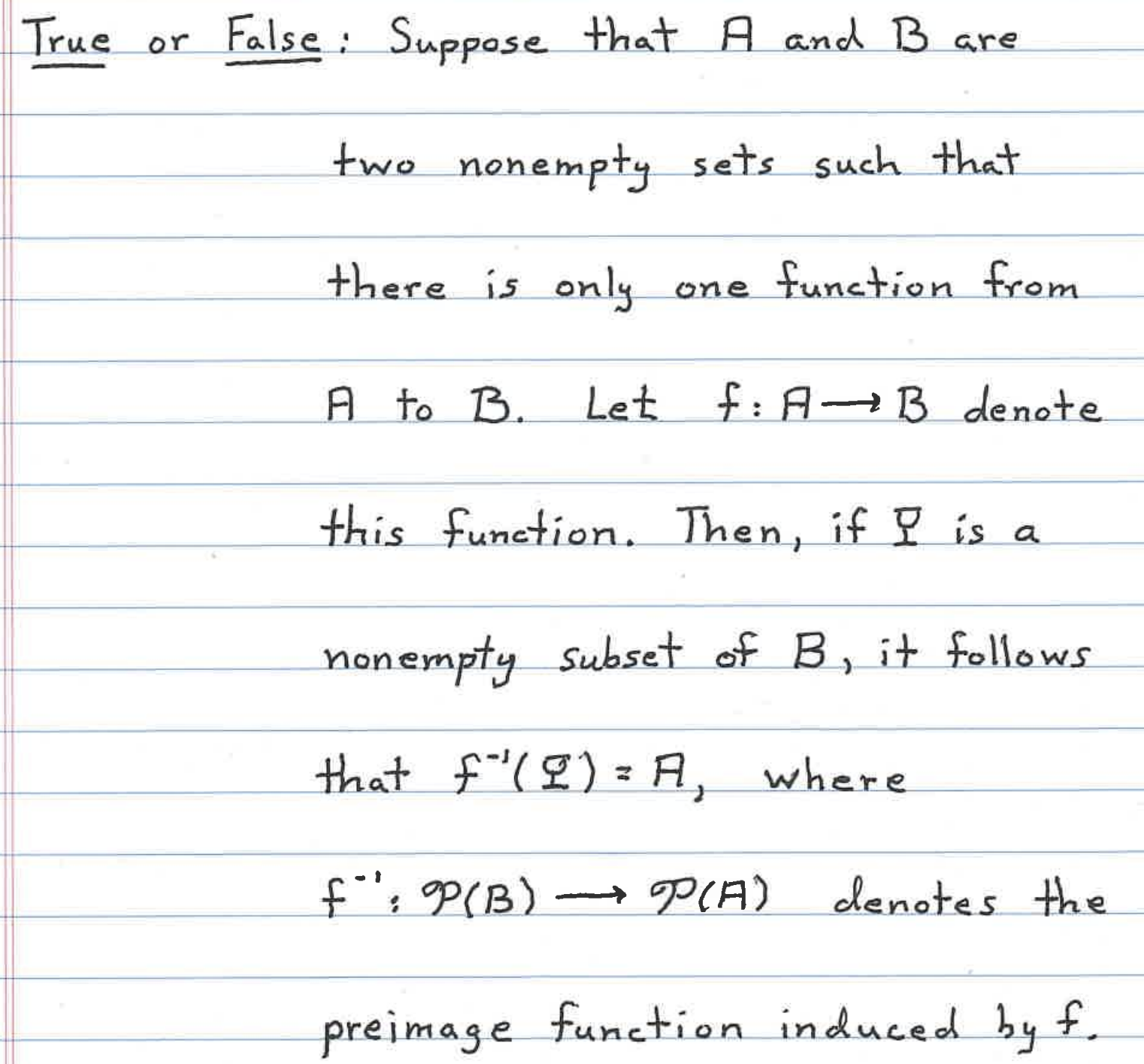 Solved True Or False Suppose That A And B ﻿aretwo Nonempty