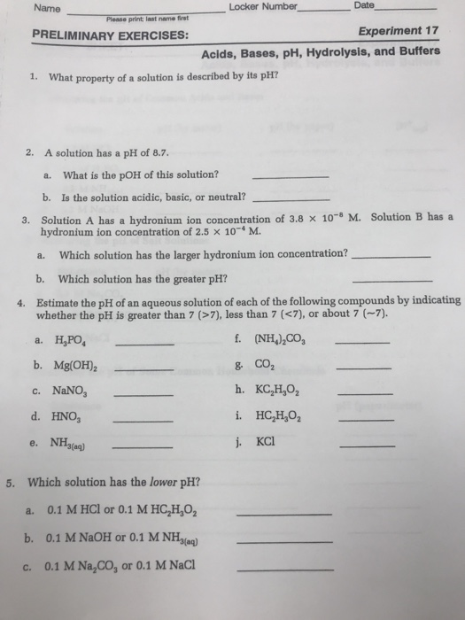 Solved Name Locker Number_ Date Please print last name fiet | Chegg.com