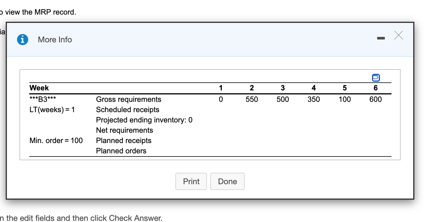 Solved Problem 9 Question Help Complete the following MRP | Chegg.com