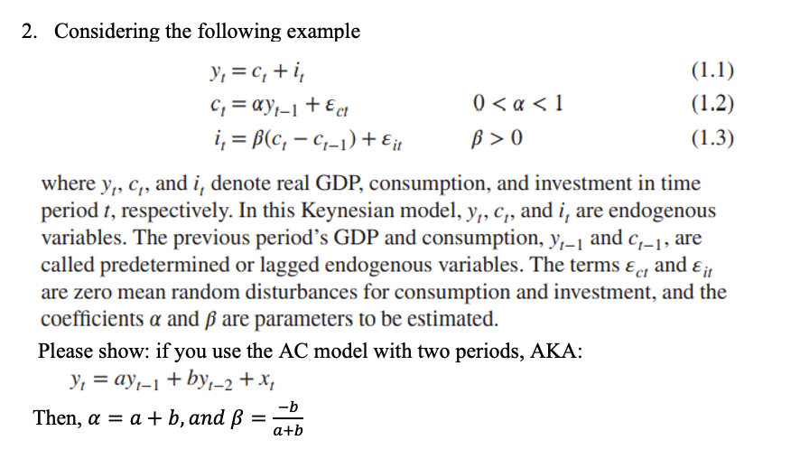 Solved 2. Considering the following example | Chegg.com