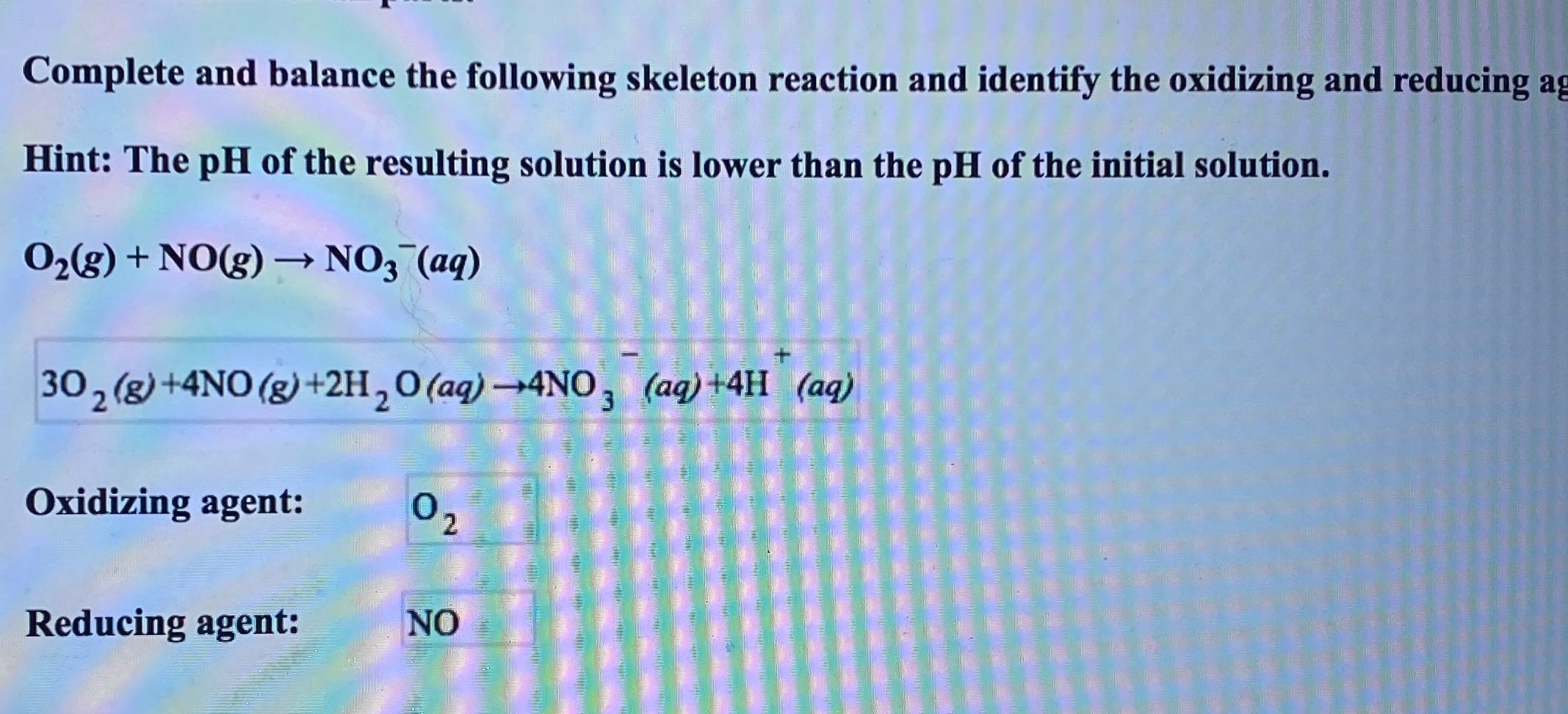 Solved Complete and balance the following skeleton reaction | Chegg.com