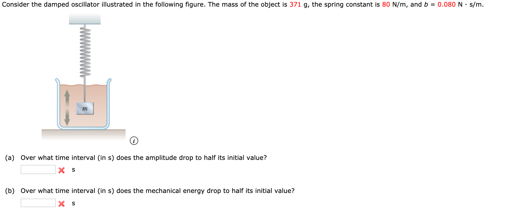 Solved Consider the damped oscillator illustrated in the | Chegg.com