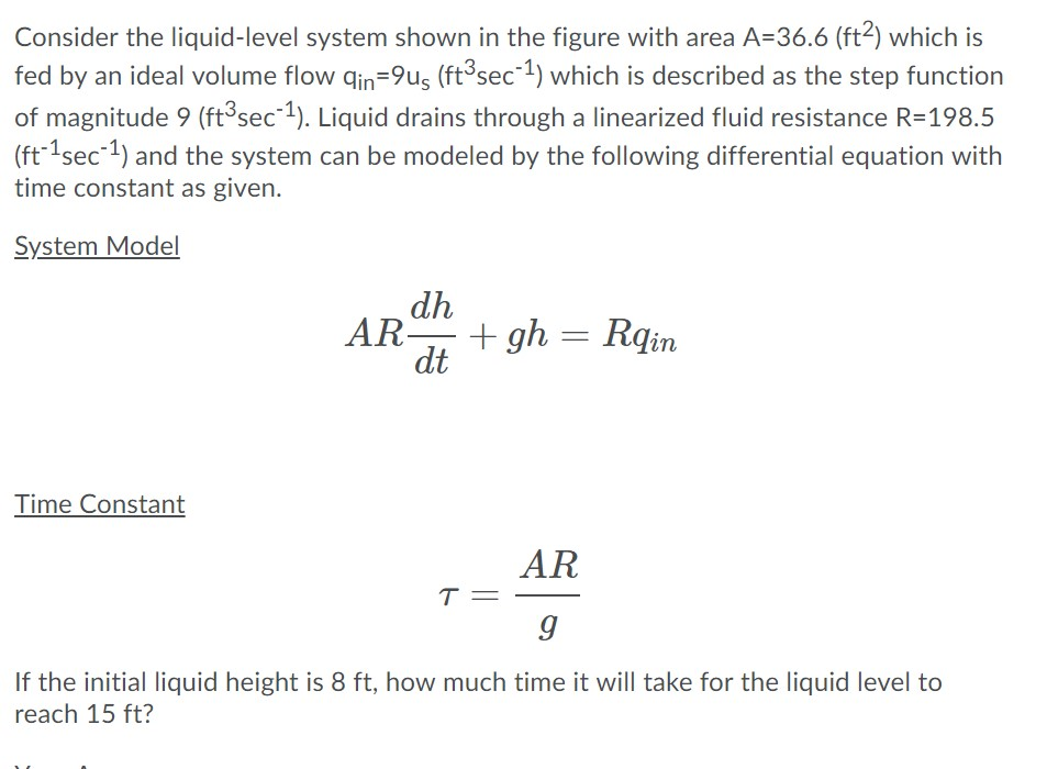 Solved Consider the liquid-level system shown in the figure | Chegg.com