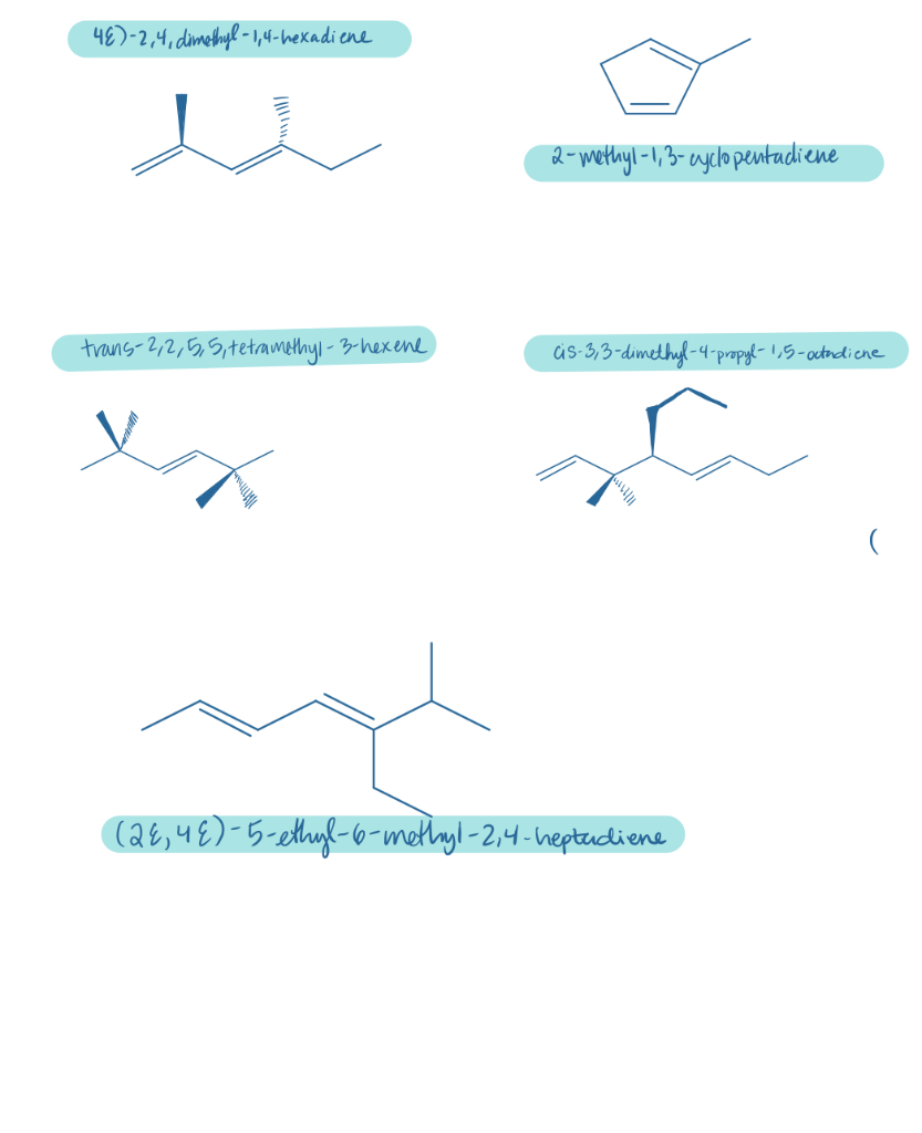 Solved 48)-2,4, dimethyl-1,4- hexadiene 2-methyl-1, | Chegg.com