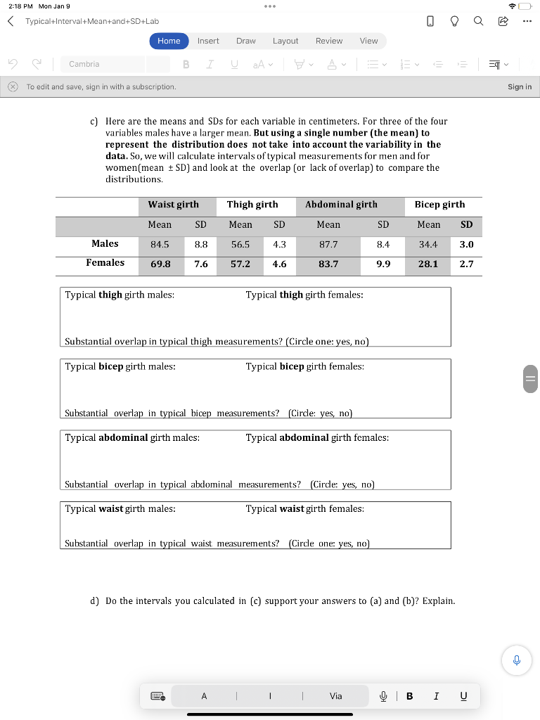 Solved Typical Interval Mean and SD Lab Name: Learning Goal: | Chegg.com