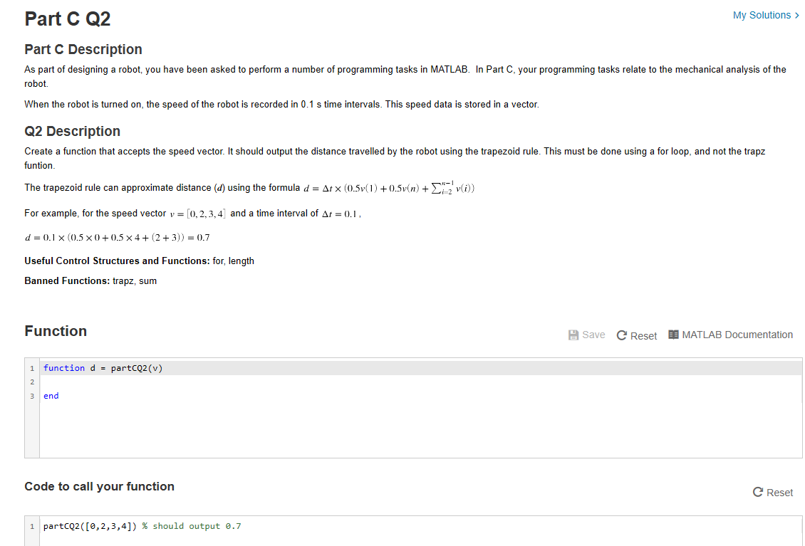Solved Part C Q1 My Solutions > Part C Description As part | Chegg.com