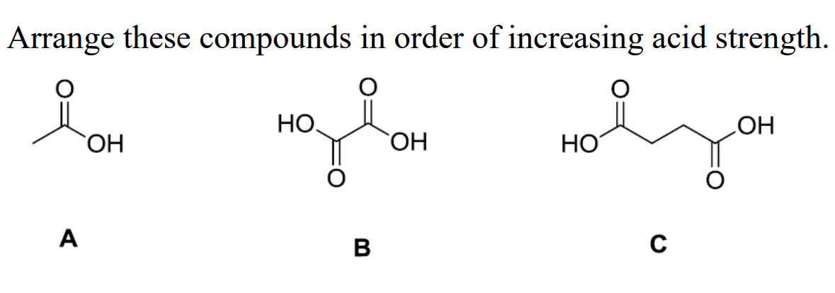 Solved Arrange these compounds in order of increasing acid | Chegg.com