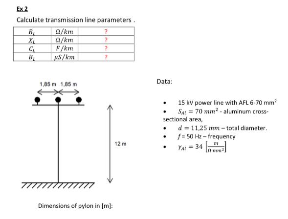 Solved Ex2 Calculate transmission line parameters . Data: - | Chegg.com