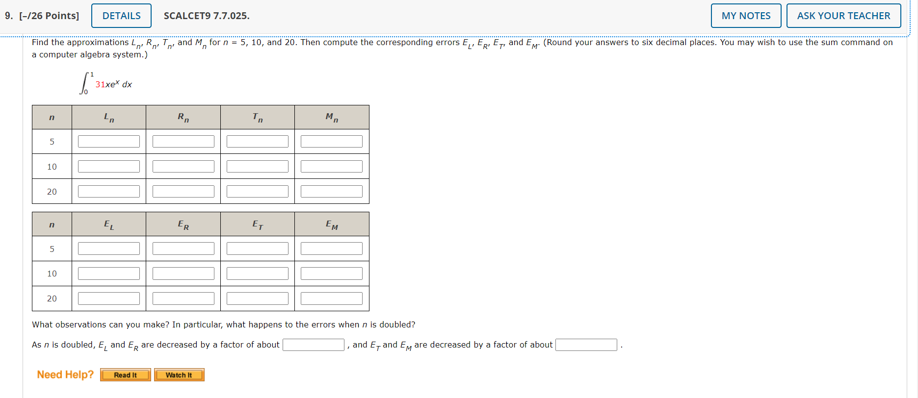 Solved ∫0131xexdx What observations can you make? In | Chegg.com