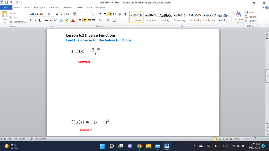 Solved WHU х 1995_307_45_29am - Microsoft Word (Product | Chegg.com
