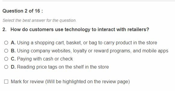 Solved Question 2 of 16 : Select the best answer for the | Chegg.com