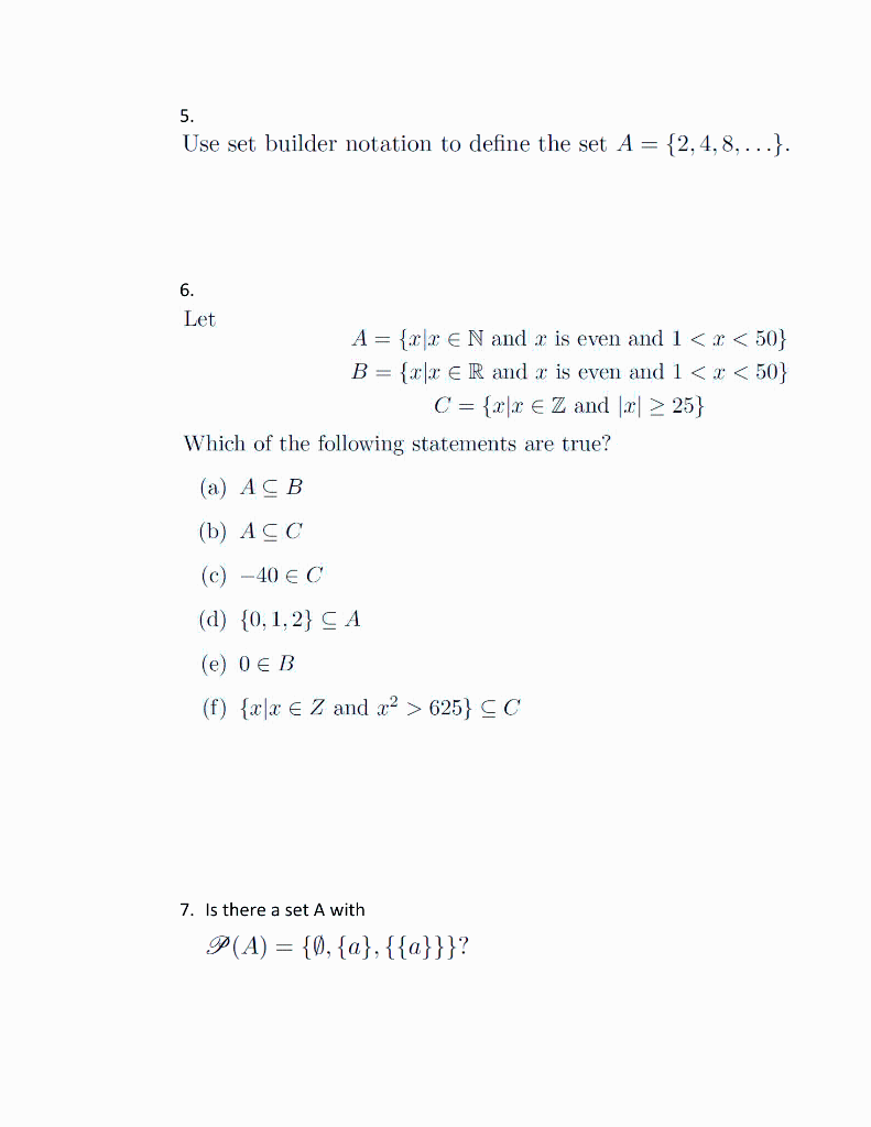 Solved 5. Use set builder notation to define the set | Chegg.com
