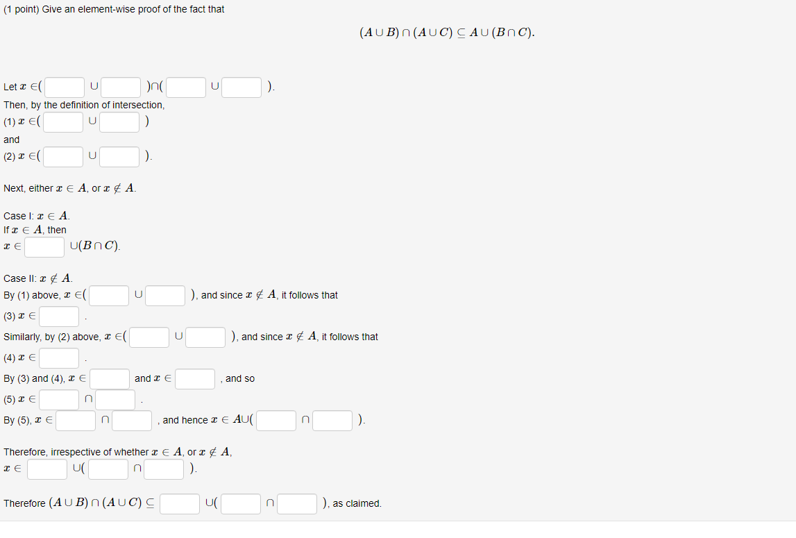 Solved (1 point) Give an element-wise proof of the fact that | Chegg.com