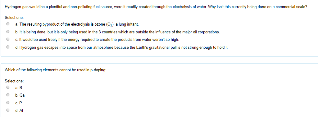 Solved Hydrogen gas would be a plentiful and non-polluting | Chegg.com