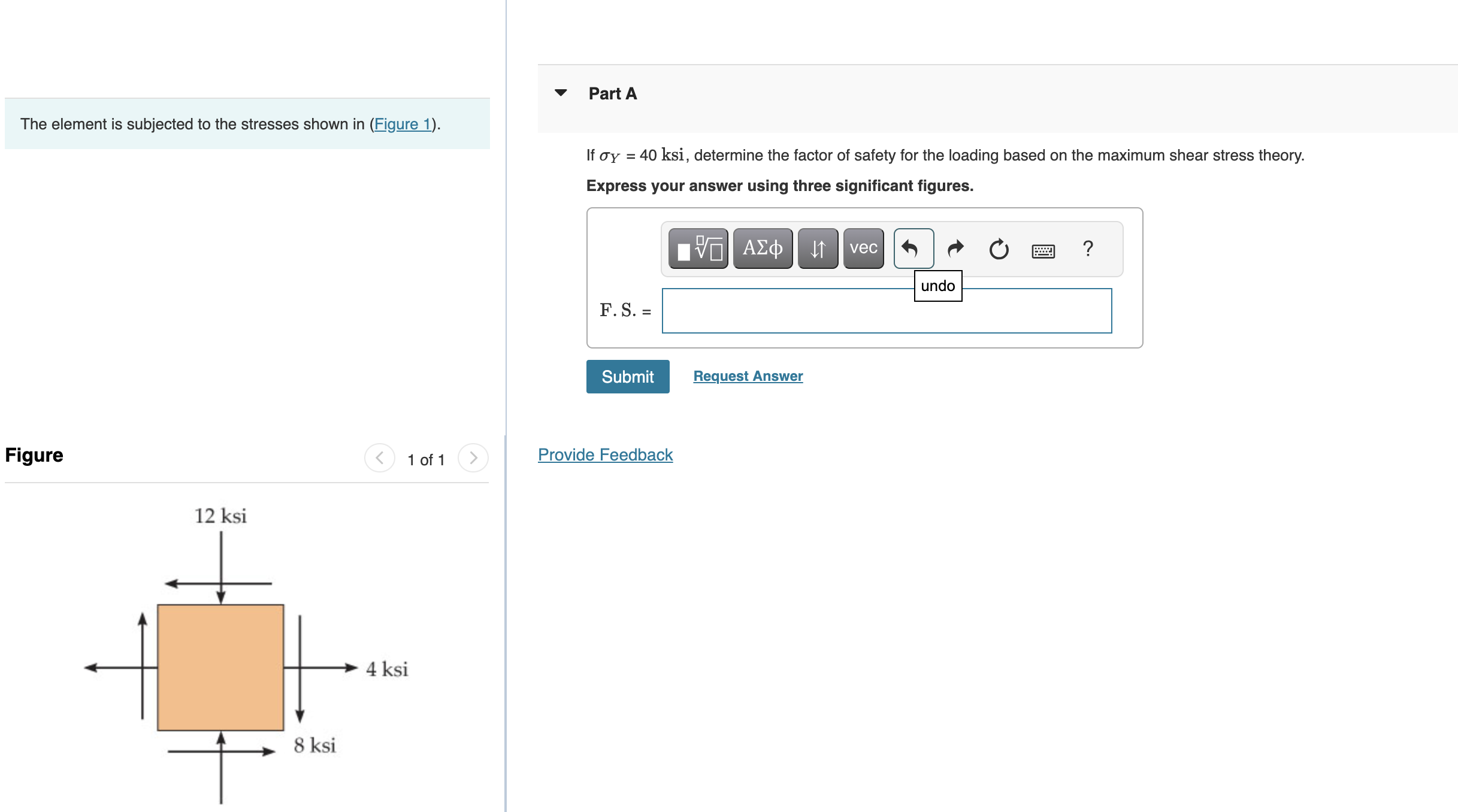 Solved Part AThe element is subjected to the stresses shown | Chegg.com