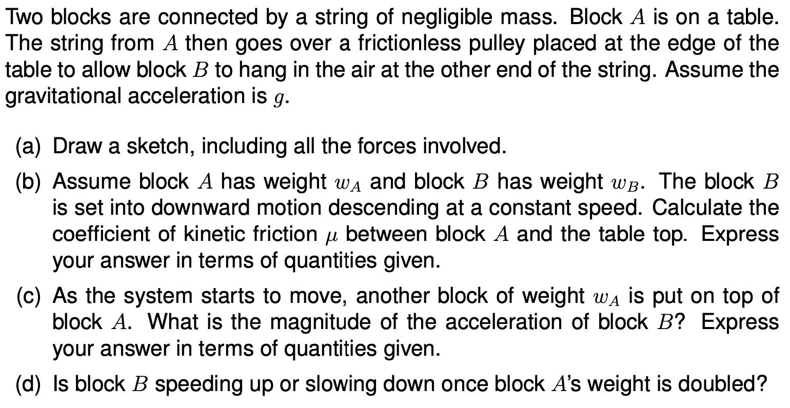 Solved Two blocks are connected by a string of negligible | Chegg.com