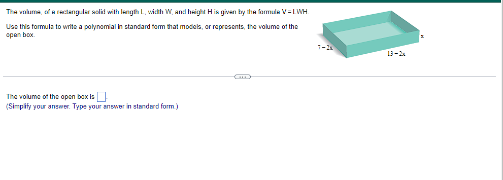 Solved The volume, of a rectangular solid with length L, | Chegg.com