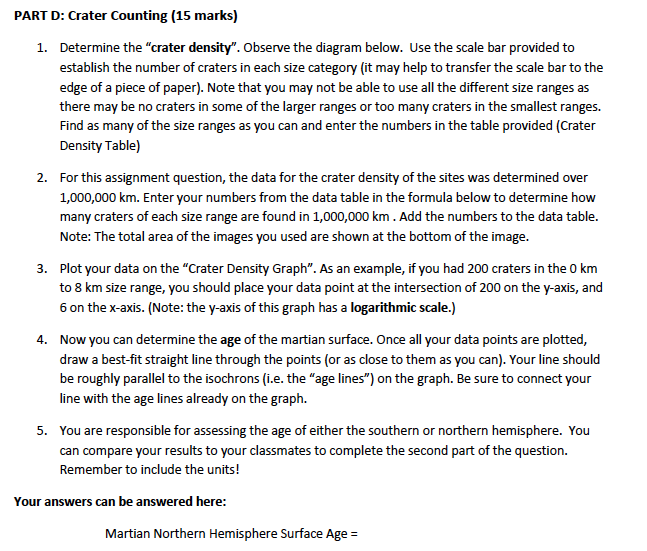 Solved PART D: Crater Counting (15 marks) 1. Determine the | Chegg.com
