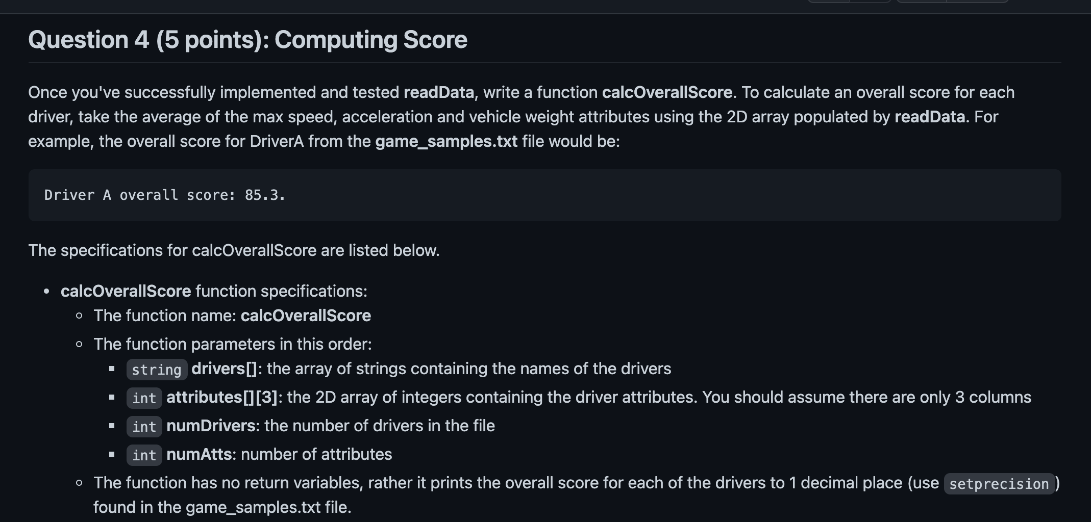 Solved Question 4 (5 points): Computing Score Once you've | Chegg.com