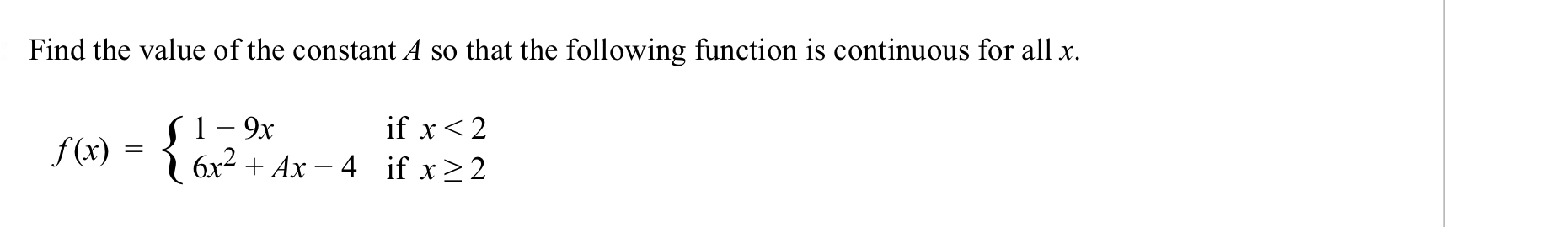 Solved Find the value of the constant A so that the | Chegg.com