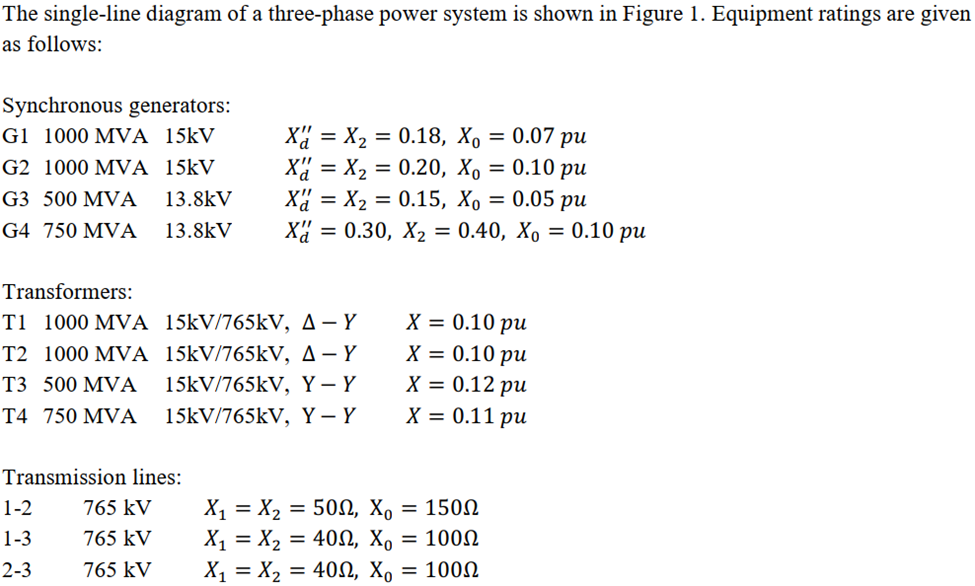 Solved Problem 3 (25 Points)Determine the subtransient fault | Chegg.com