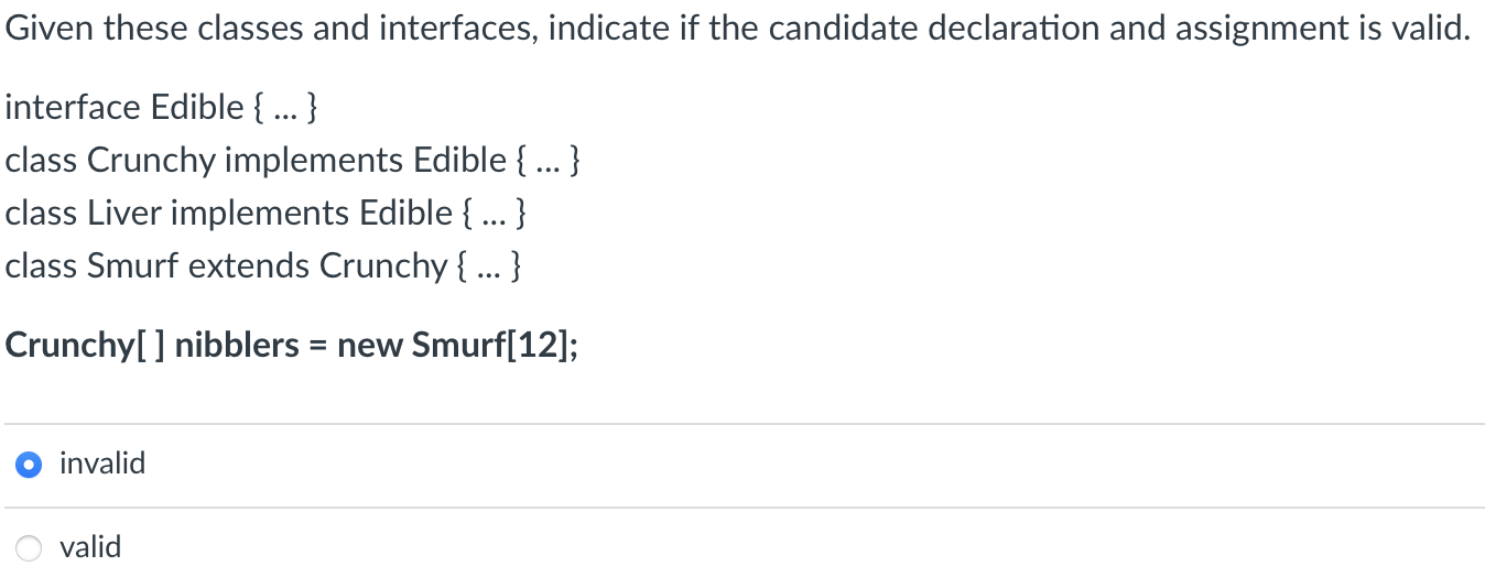Solved Given these classes and interfaces, indicate if the | Chegg.com