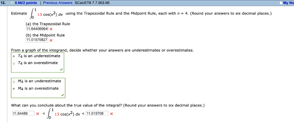 Solved 4 0/1 points| Previous Answers SCalcET8 7.5.520.XP. | Chegg.com