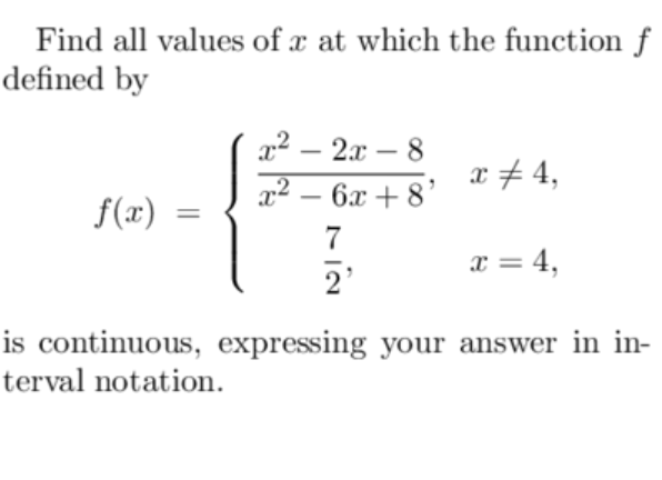 Solved Find all values of x ﻿at which the function fdefined | Chegg.com