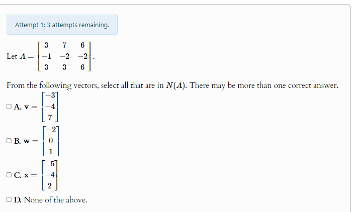 Solved Attempt 1:3 ﻿attempts remaining.Let | Chegg.com
