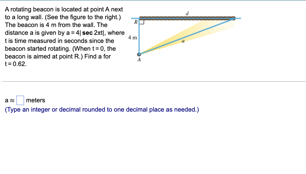 Solved A rotating beacon is located at point A nextto a long | Chegg.com