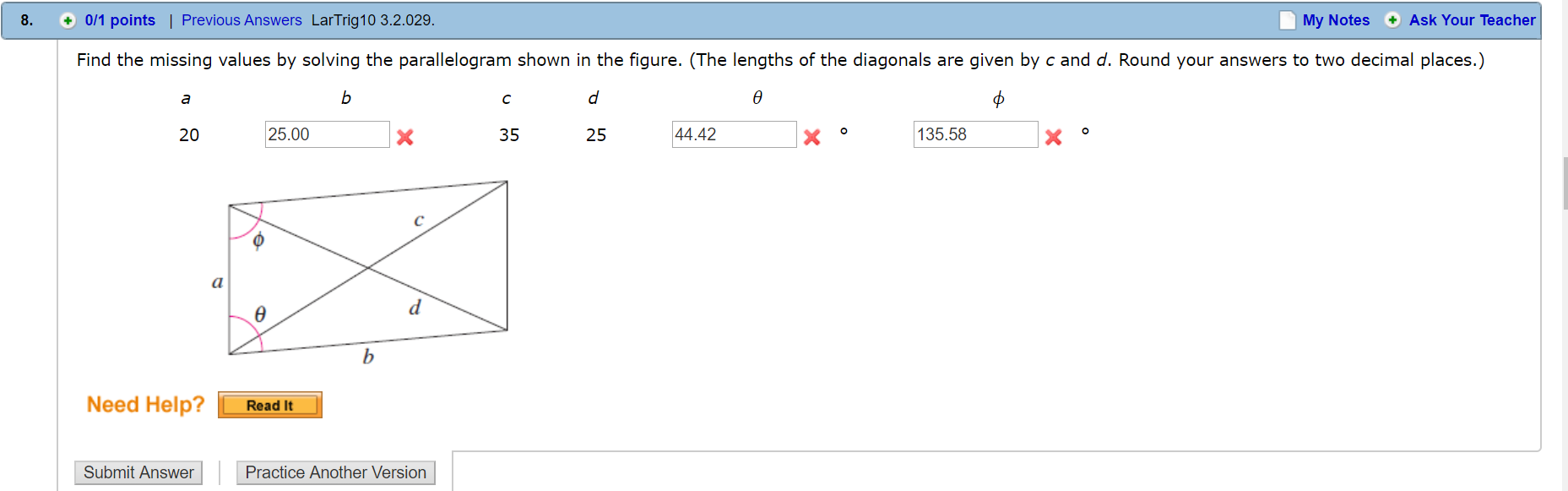 Solved Find The Missing Values By Solving The Parallelogram