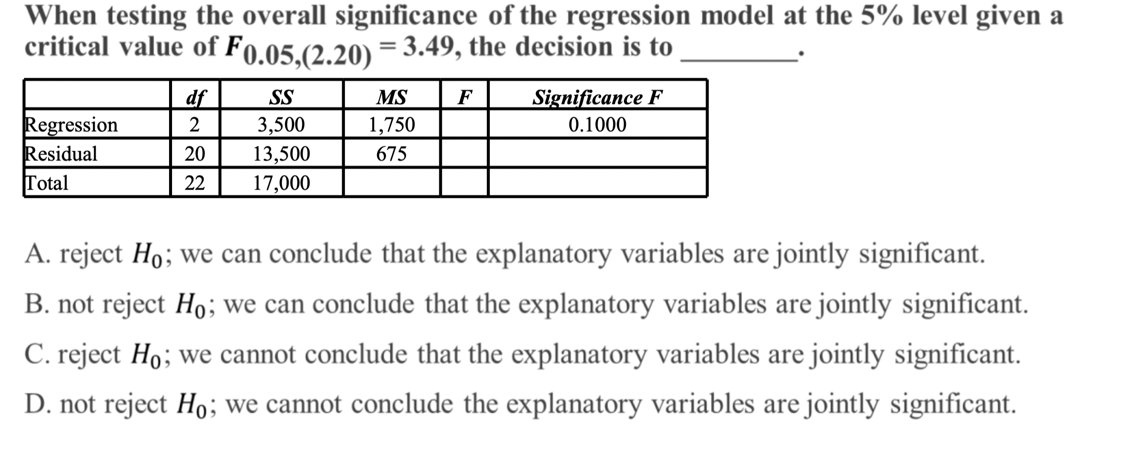 Solved When testing the overall significance of the | Chegg.com