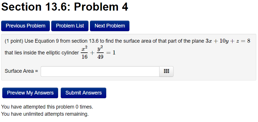 Solved Section 13.6: Problem 4 Previous Problem Problem List | Chegg.com