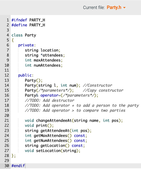 Solved A dynamic class - party list This exercise defines a | Chegg.com
