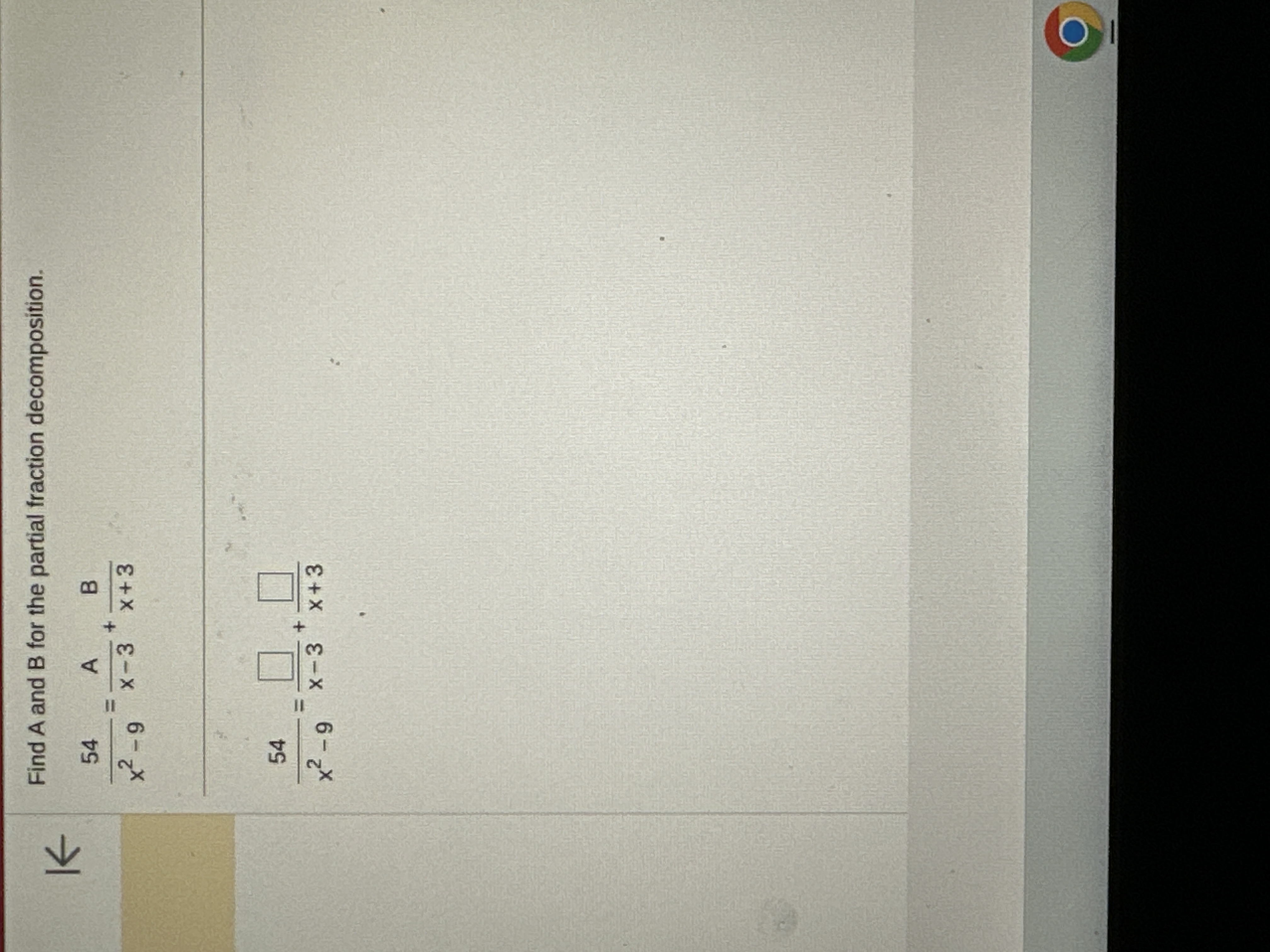 Solved Find A and B ﻿for the partial fraction | Chegg.com