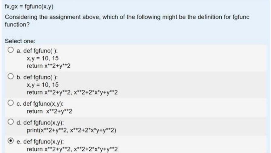 Solved fxgx = fgfunc(x,y) Considering the assignment above, | Chegg.com