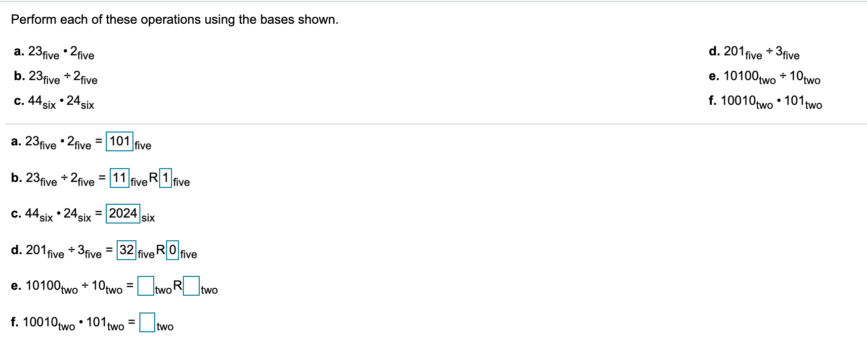 Solved Perform each of these operations using the bases | Chegg.com