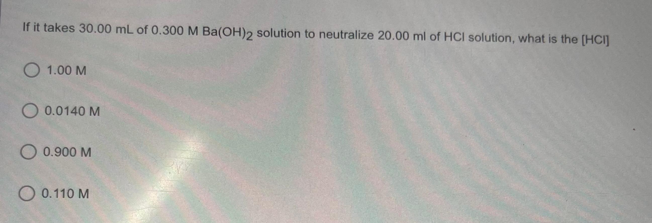Solved How many moles of Ba(OH)2 are in 30.00 mL of 0.300M | Chegg.com