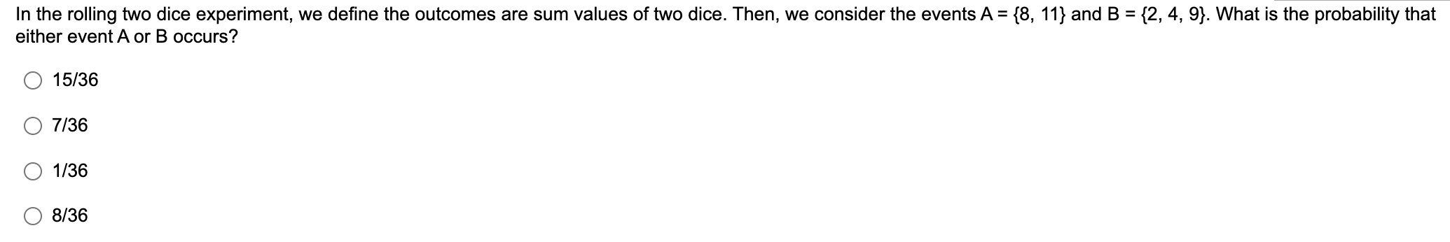 Solved In the rolling two dice experiment, we define the | Chegg.com Solved In the rolling two dice experiment, we define the | Chegg.com