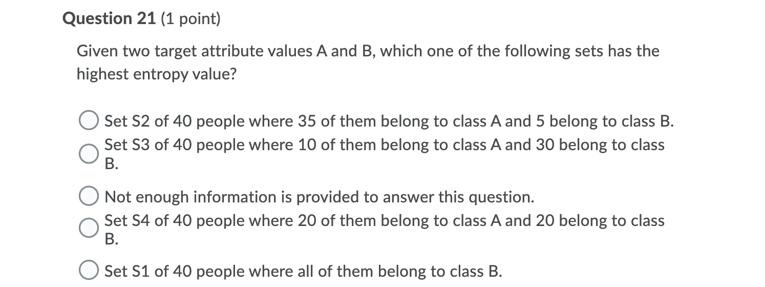 Solved Question 21 (1 point) Given two target attribute | Chegg.com